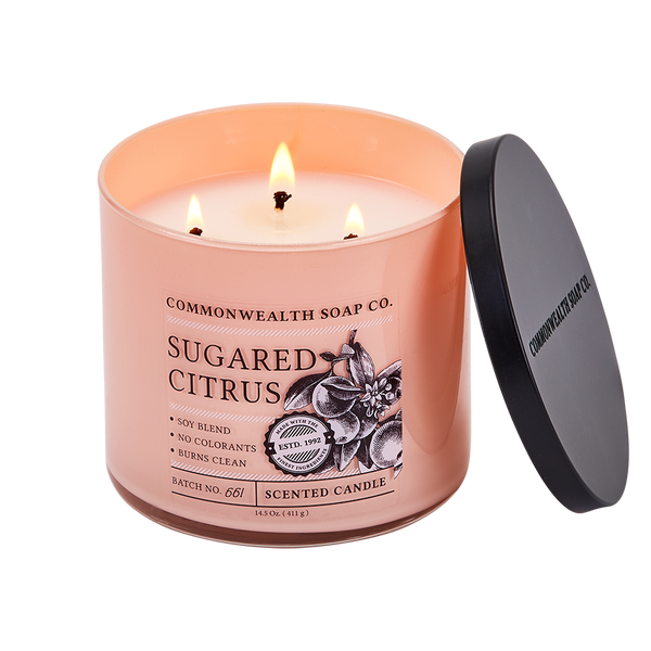 Sugared Citrus 3-wick Soy Candle - Commonwealth Soap Co.